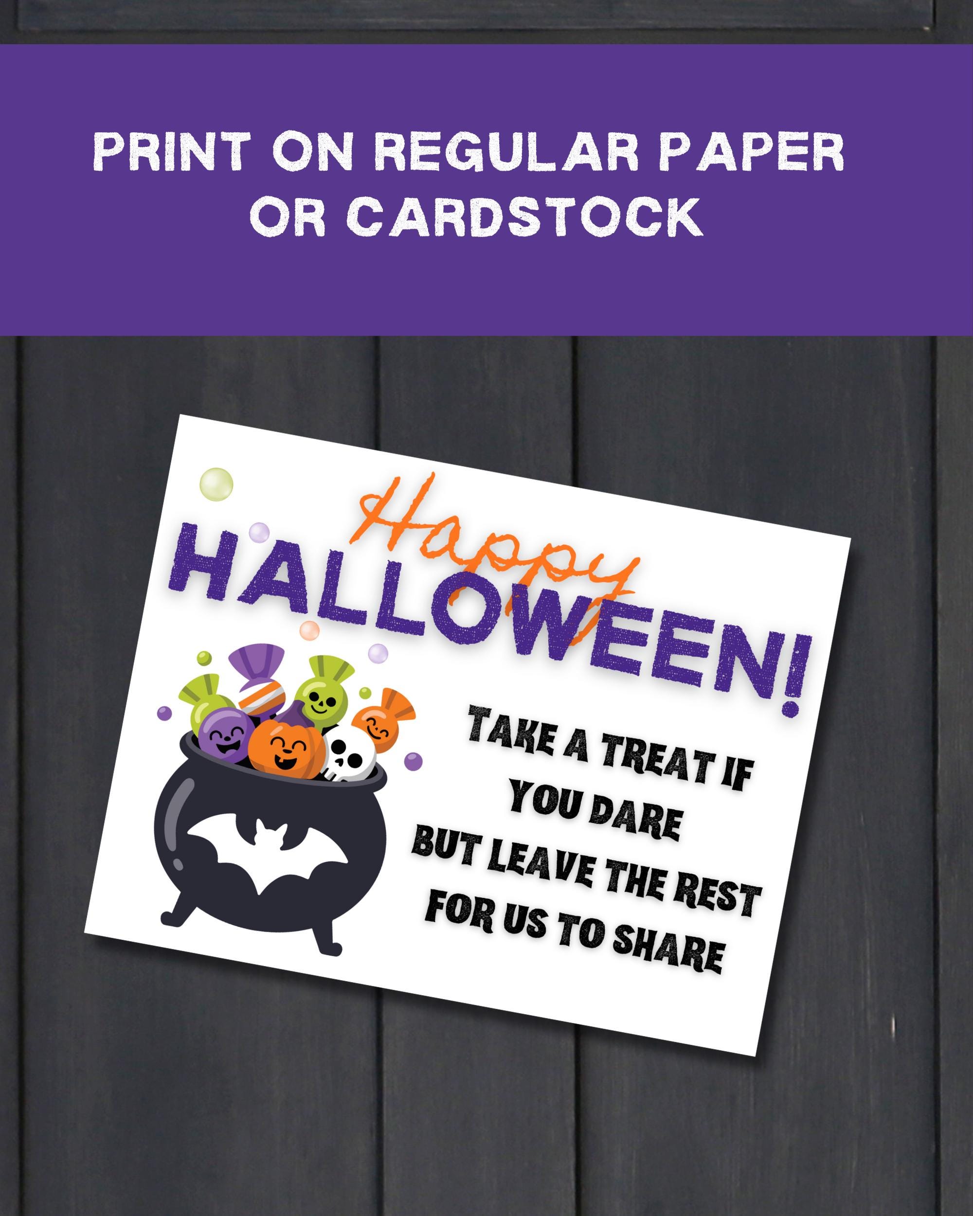 Halloween Trick or Treat Door Sign, Halloween Candy Sign, Front Door ...