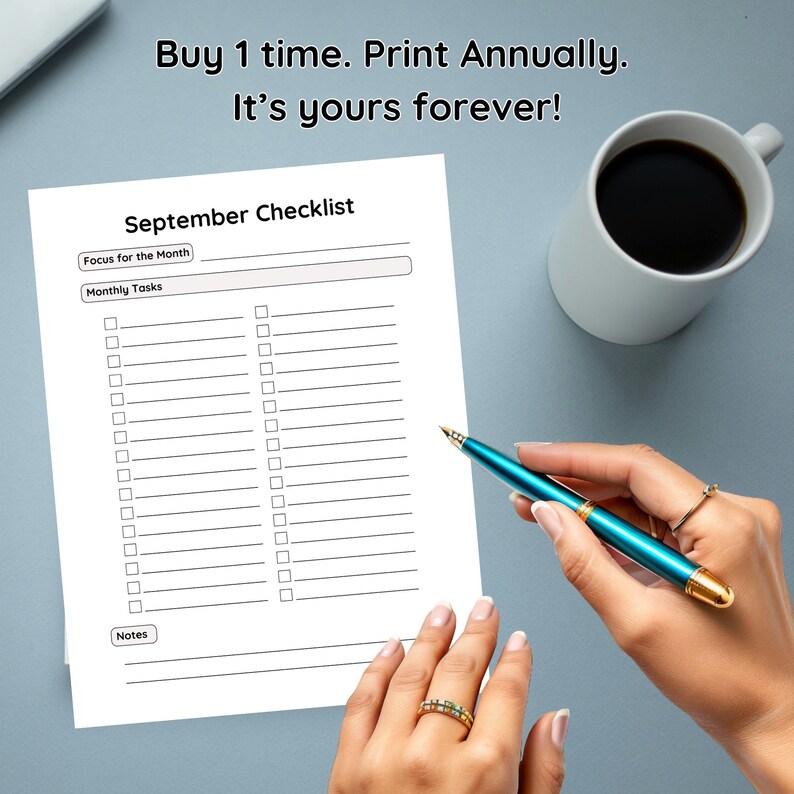 Printable Minimalist Monthly Checklist, Simple Task List, Easy to Use ...