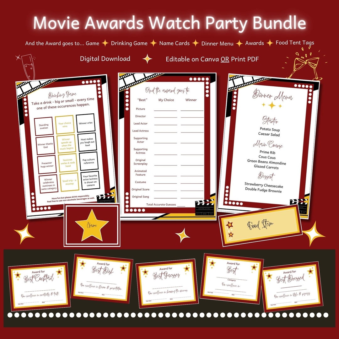 Hollywood Movie Awards Watch Party, Party Host Kit, 95th Awards ...