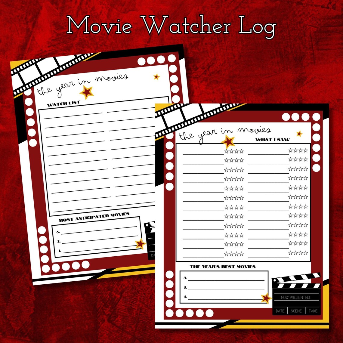 Movie Log Printable, Movie Tracker, Film Watching, Movies to Watch ...