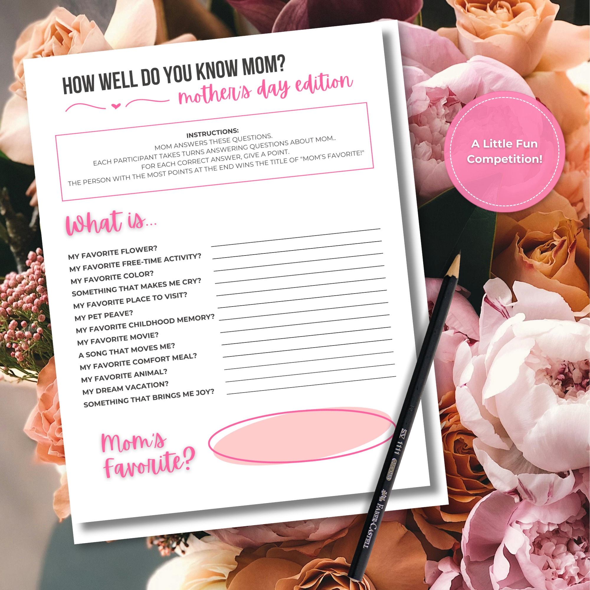Printable Mother's Day Game Bundle, Fun Family Tradition and Memories ...
