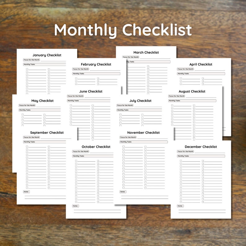 Printable Minimalist Monthly Checklist, Simple Task List, Easy to Use ...