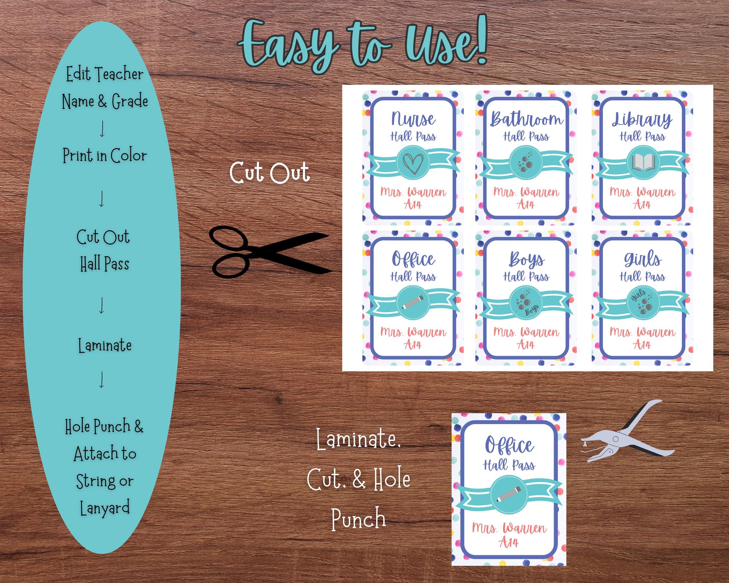 Editable School Hall Pass, School Year, Teacher Classroom, Church ...