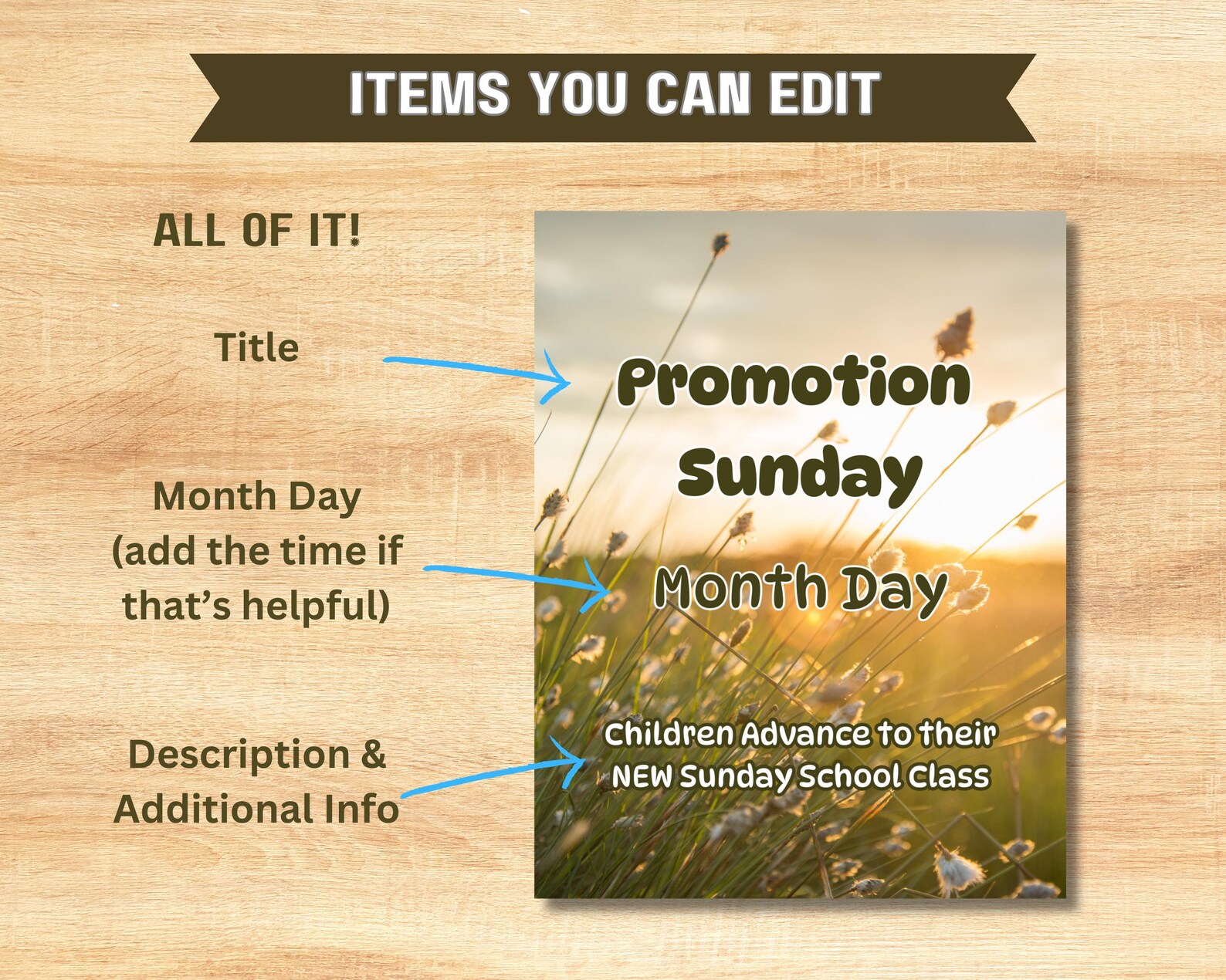 Editable Promotion Sunday Flyer, Moving up a Grade Sunday School, Back ...