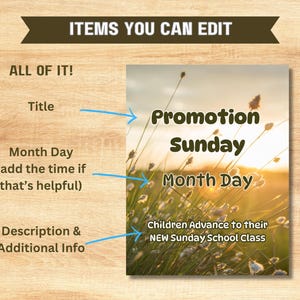 Editable Promotion Sunday Flyer, Moving up a Grade Sunday School, Back ...