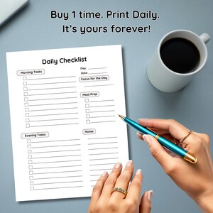 Printable Minimalist Daily Checklist, Simple Task List, Easy to Use, to ...