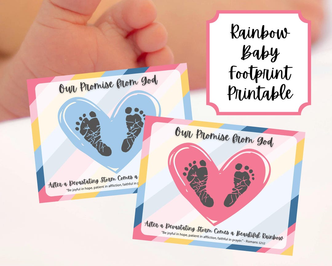 Rainbow Baby Footprint Printable, God's Promise, Footprint Art Craft ...