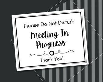 Floral Do Not Disturb Sign, Meeting in Progress, Office Door Sign ...