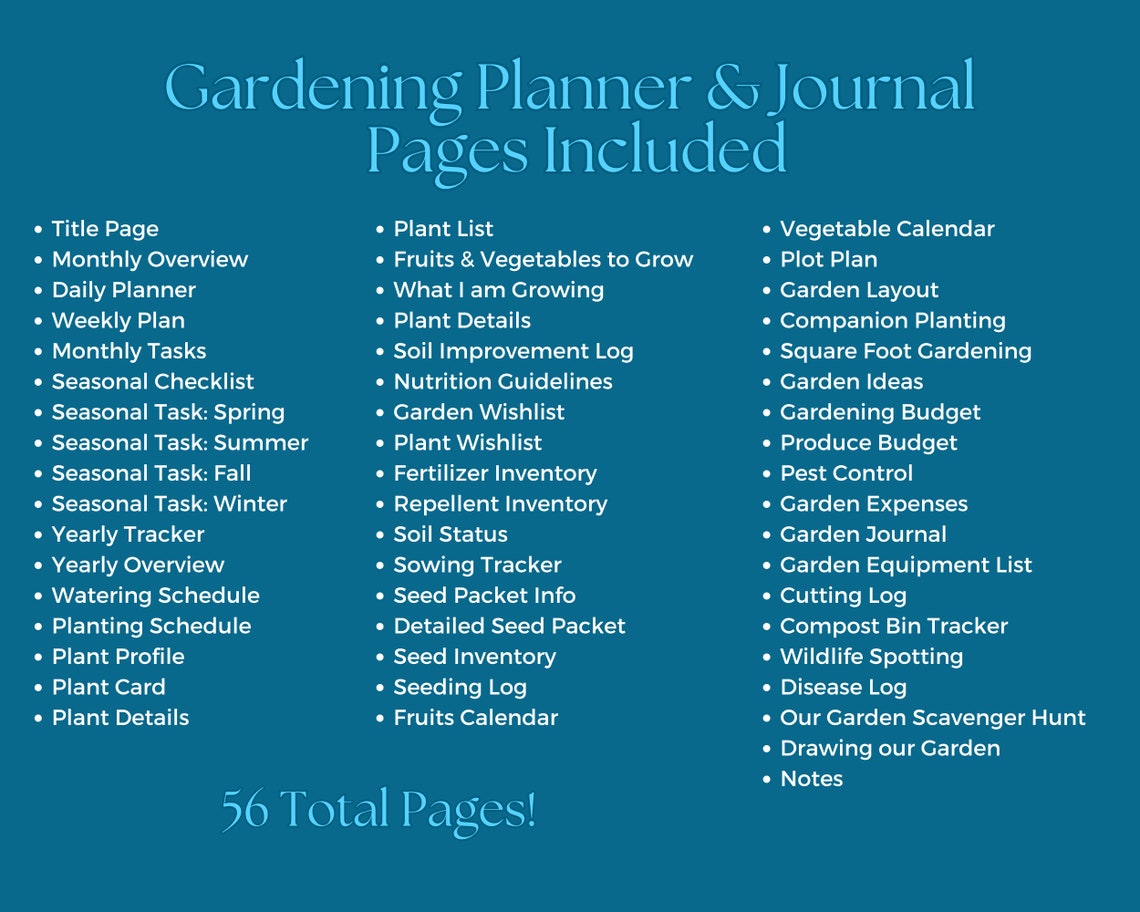 Printable Gardening Planner and Journal, Plant Tracker, Plant Care ...