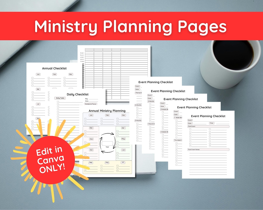 Editable Church Ministry Planning Pages Template, Religious Christian ...