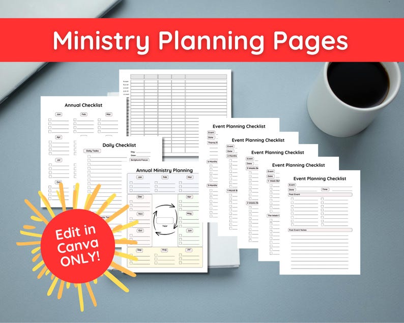 Editable Church Ministry Planning Pages Template, Religious Christian ...