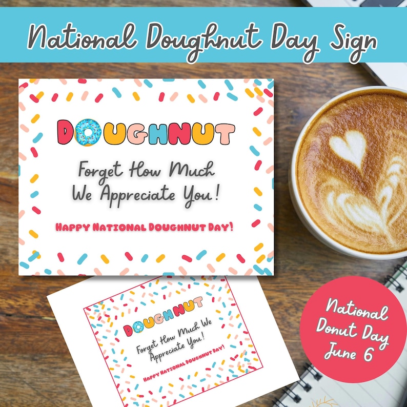 National Doughnut Day Sign, Office Staff School Family, Doughnut ...