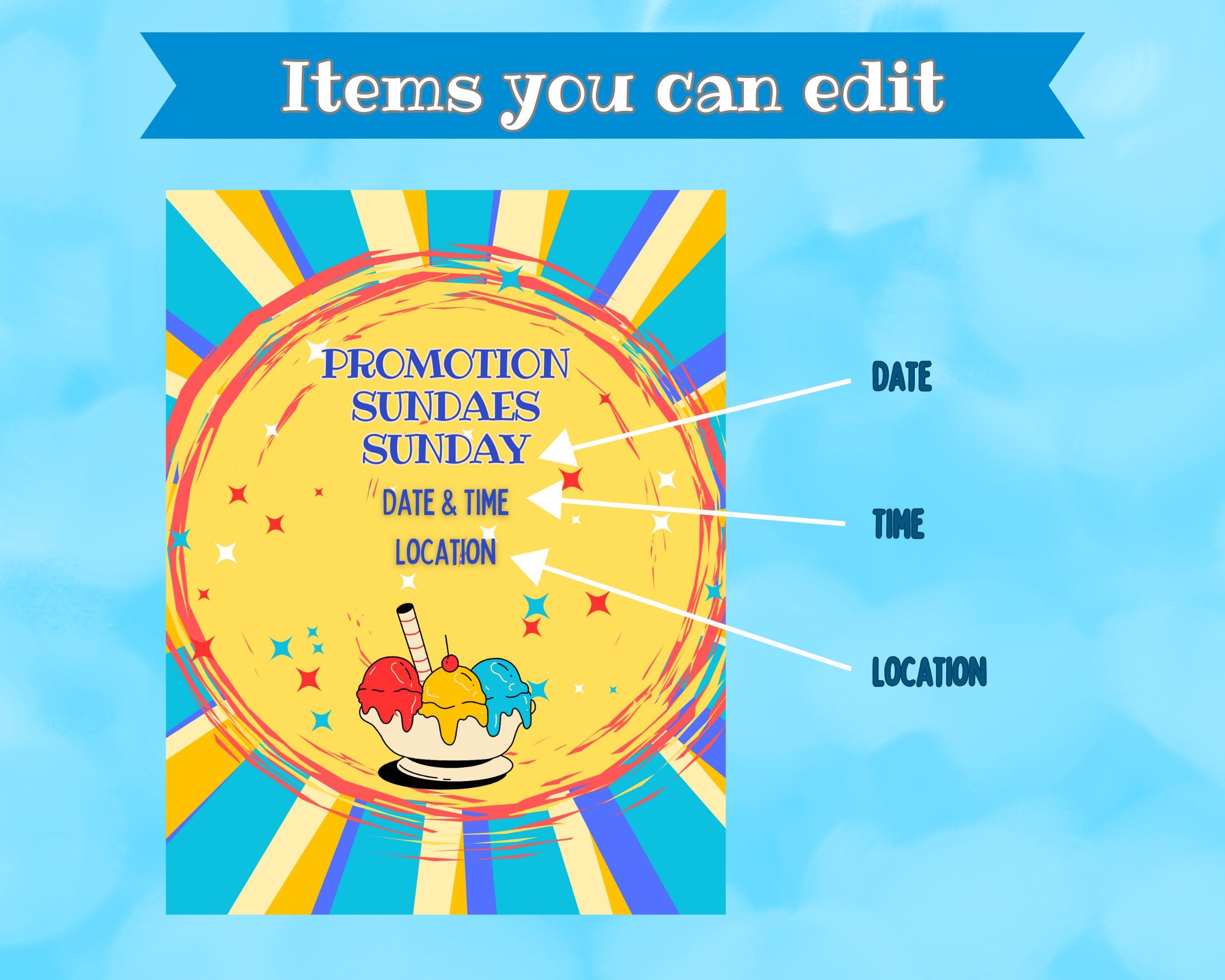 Editable Promotion Sundaes Sunday Flyer, Moving up a Grade Sunday ...