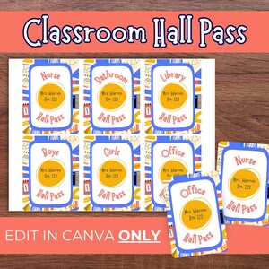 Editable School Hall Pass, School Year, Teacher Classroom, Church ...