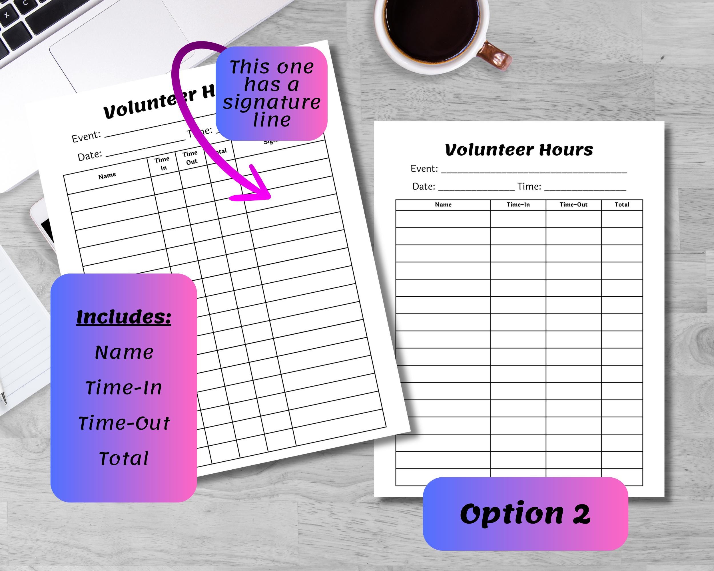 Volunteer Hours Tracker Log Printable, Event Hours, Volunteering ...