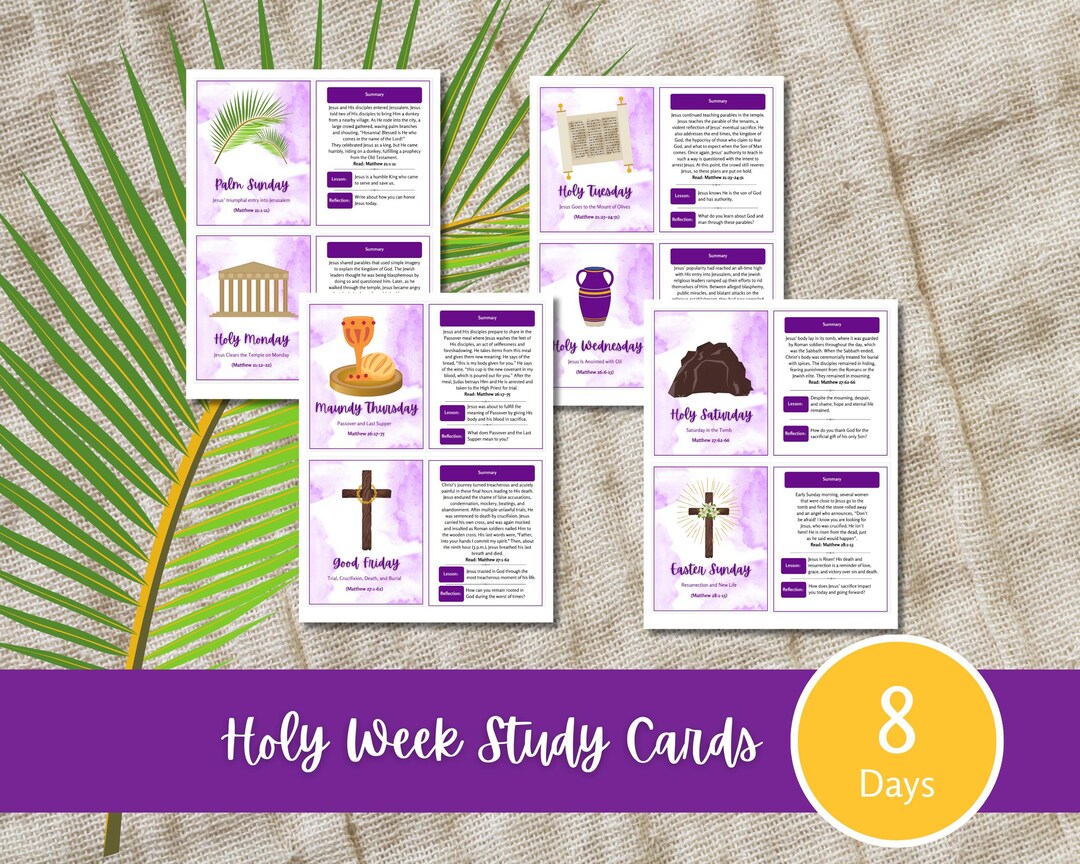 Holy Week Study Cards, Printable Easter Story, Easter Advent Study ...