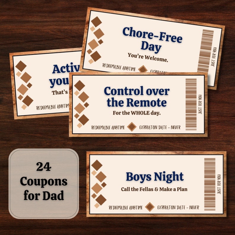 Printable Father's Coupon Book for Dads, Happy Father's Day, Happy ...