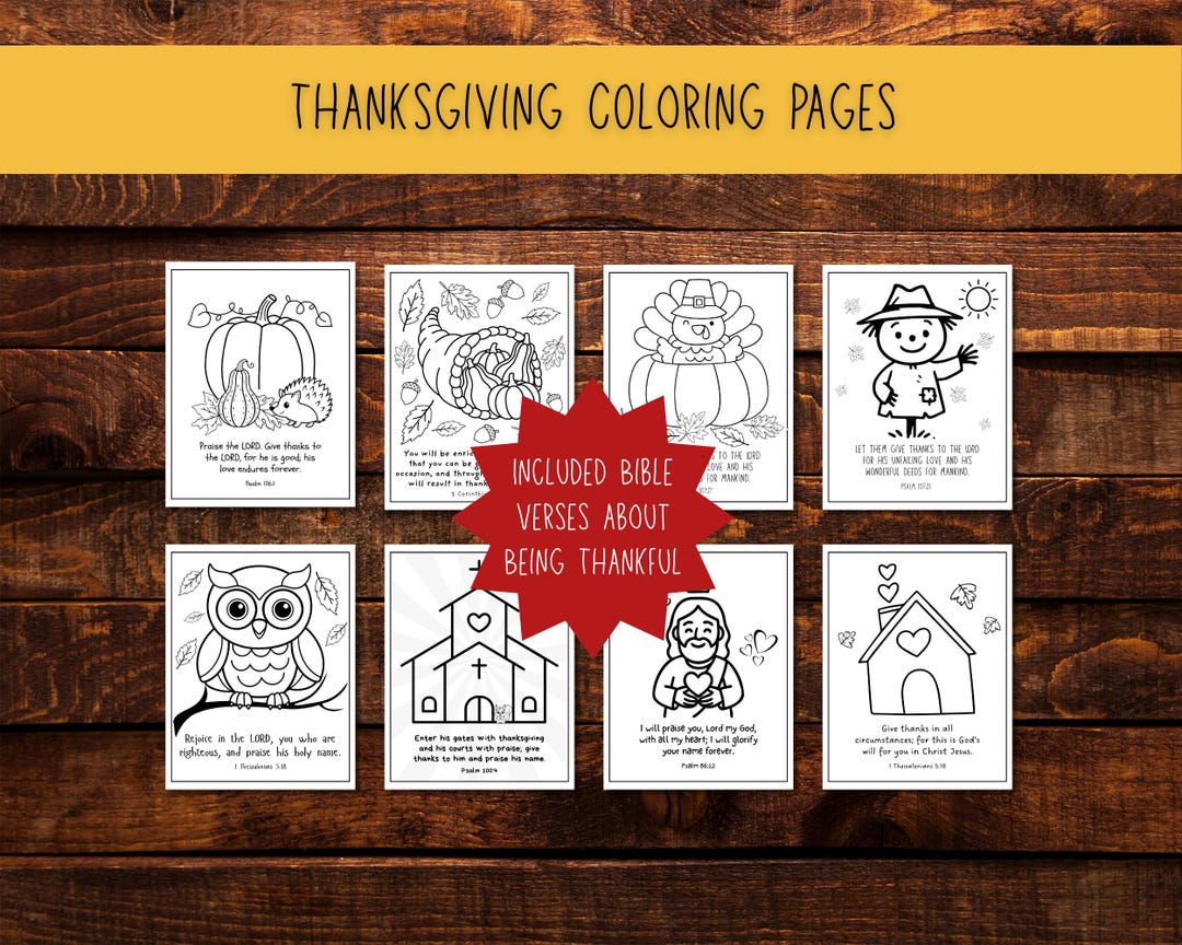 Thanksgiving Fall Printable Bible Verse Coloring Pages for Kids ...