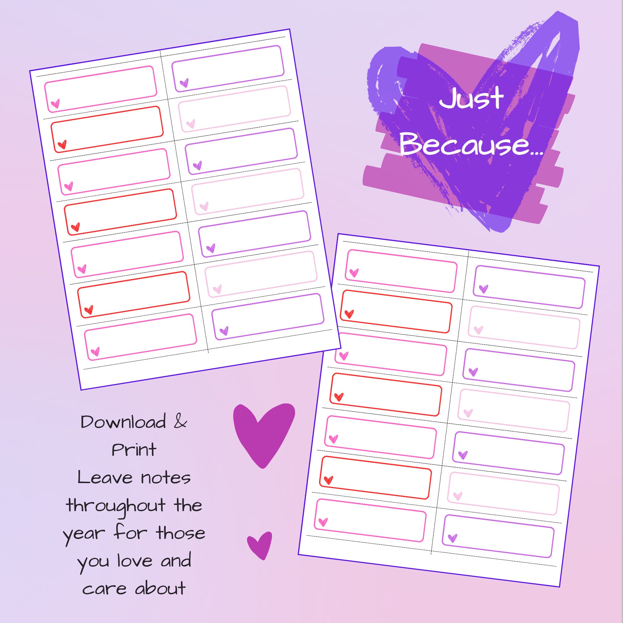 Printable Valentine's Day Love Notes for Families / Classes / Work Team ...