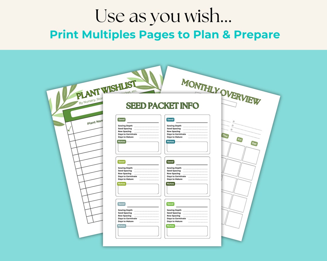 Printable Gardening Planner and Journal, Plant Tracker, Plant Care ...