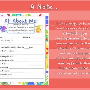 All About Me Sunday School Teacher Worksheet, Church Children's ...