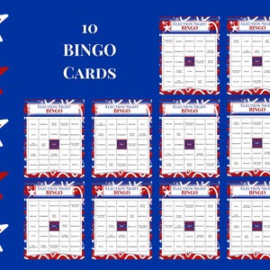 Election Night Bingo Cards, Republican, Democrat, Election Watch Party ...