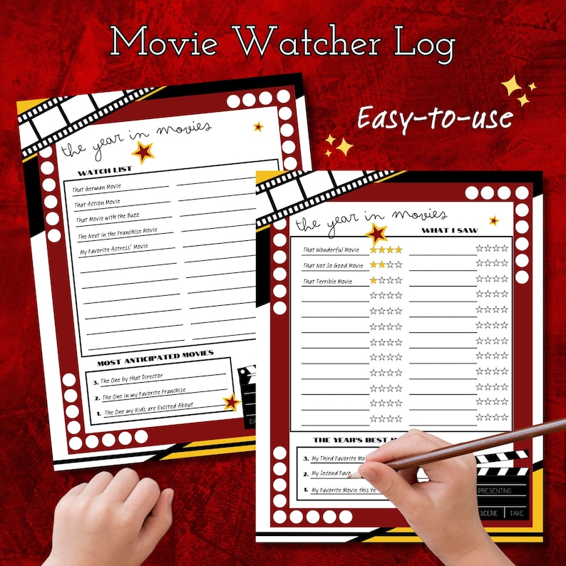 Movie Log Printable, Movie Tracker, Film Watching, Movies to Watch ...