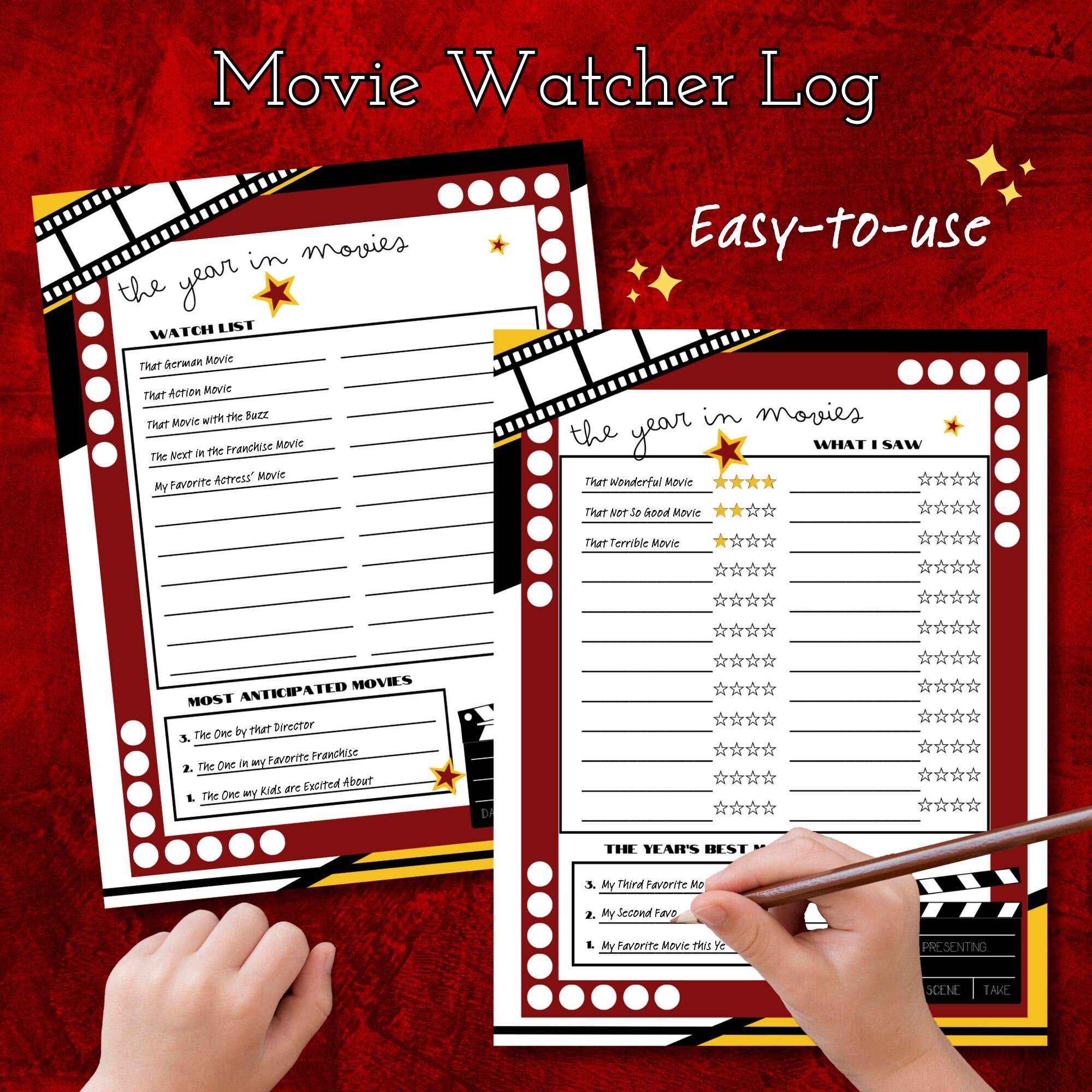 Movie Log Printable, Movie Tracker, Film Watching, Movies to Watch ...