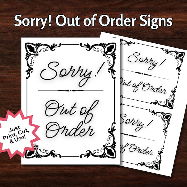 Out of Order Signs - Etsy UK