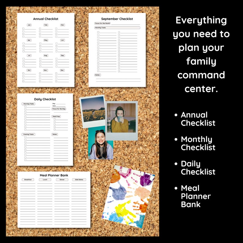Printable Minimalist Family Manager Bundle Tasks and Meals , Simple ...