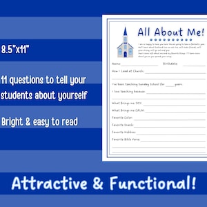 All About Me Sunday School Teacher Worksheet, Church Children's ...