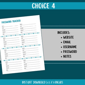 Printable Password Tracker, Passwords and Notes, Organizer Binder ...