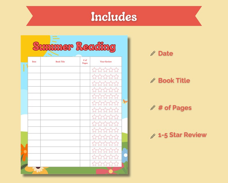 Printable Summer Reading Log, Reading Reward Chart, Summer Reading Log ...