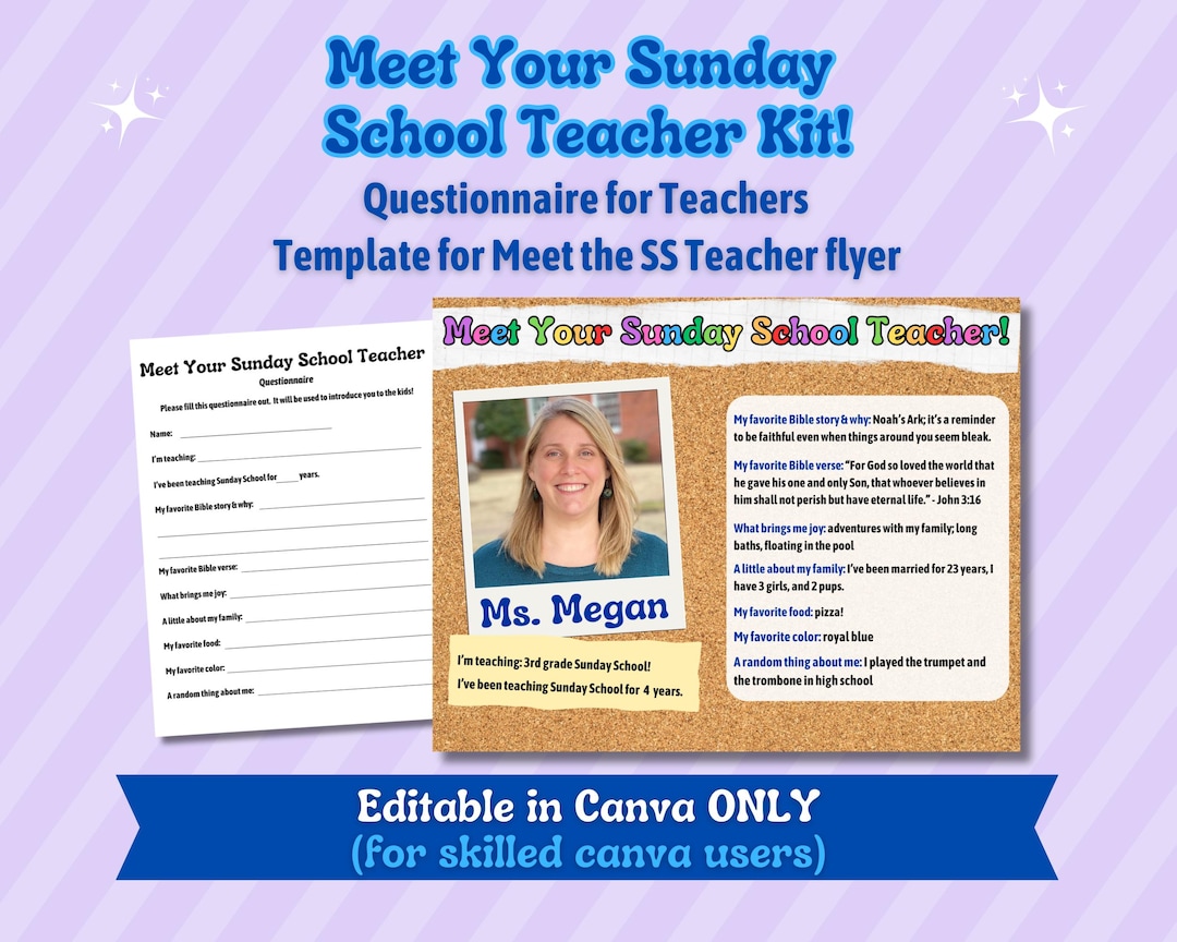 Meet Your Sunday School Teacher Bundle Kit, Church Children's Ministry ...