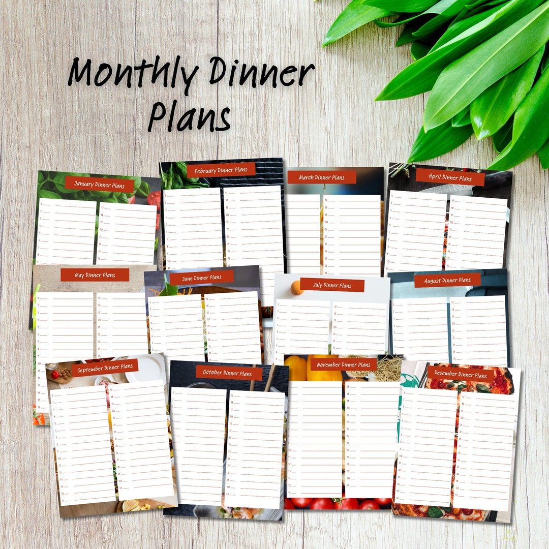 Monthly Meal Dinner Planner, Printable Template, Health and Fitness ...