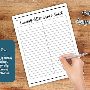 Sunday School Attendance Chart, Sign in Out, Printable PDF Sunday ...