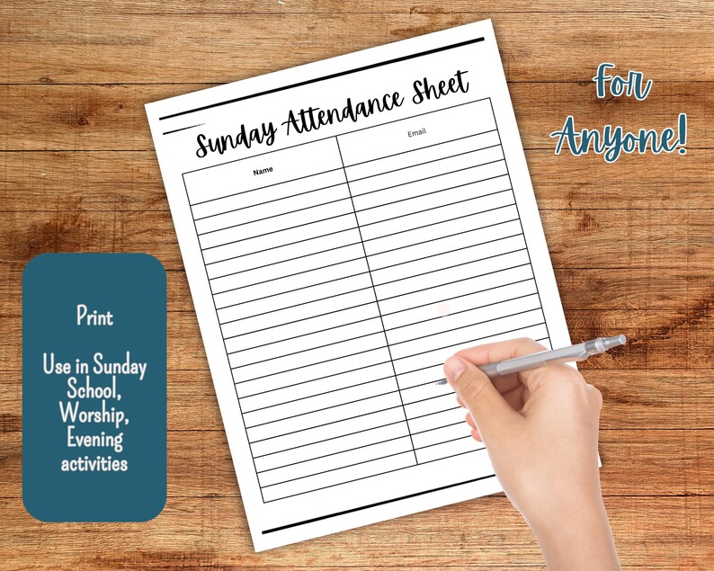 Sunday School Attendance Chart, Sign in Out, Printable PDF Sunday ...