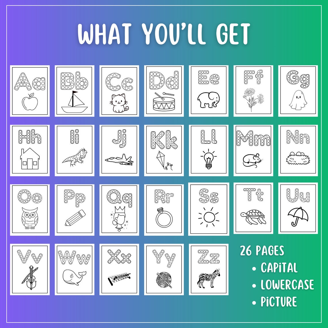 A-Z Letters Dot Marker Coloring Pages, Preschool Homeschool Camp ...