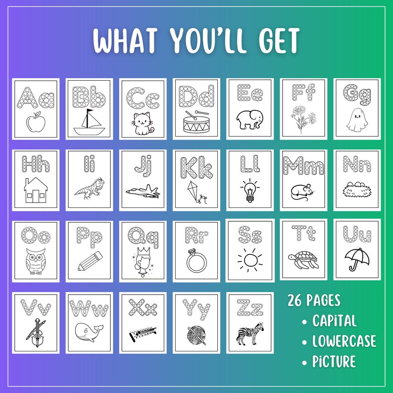 A-Z Letters Dot Marker Coloring Pages, Preschool Homeschool Camp ...