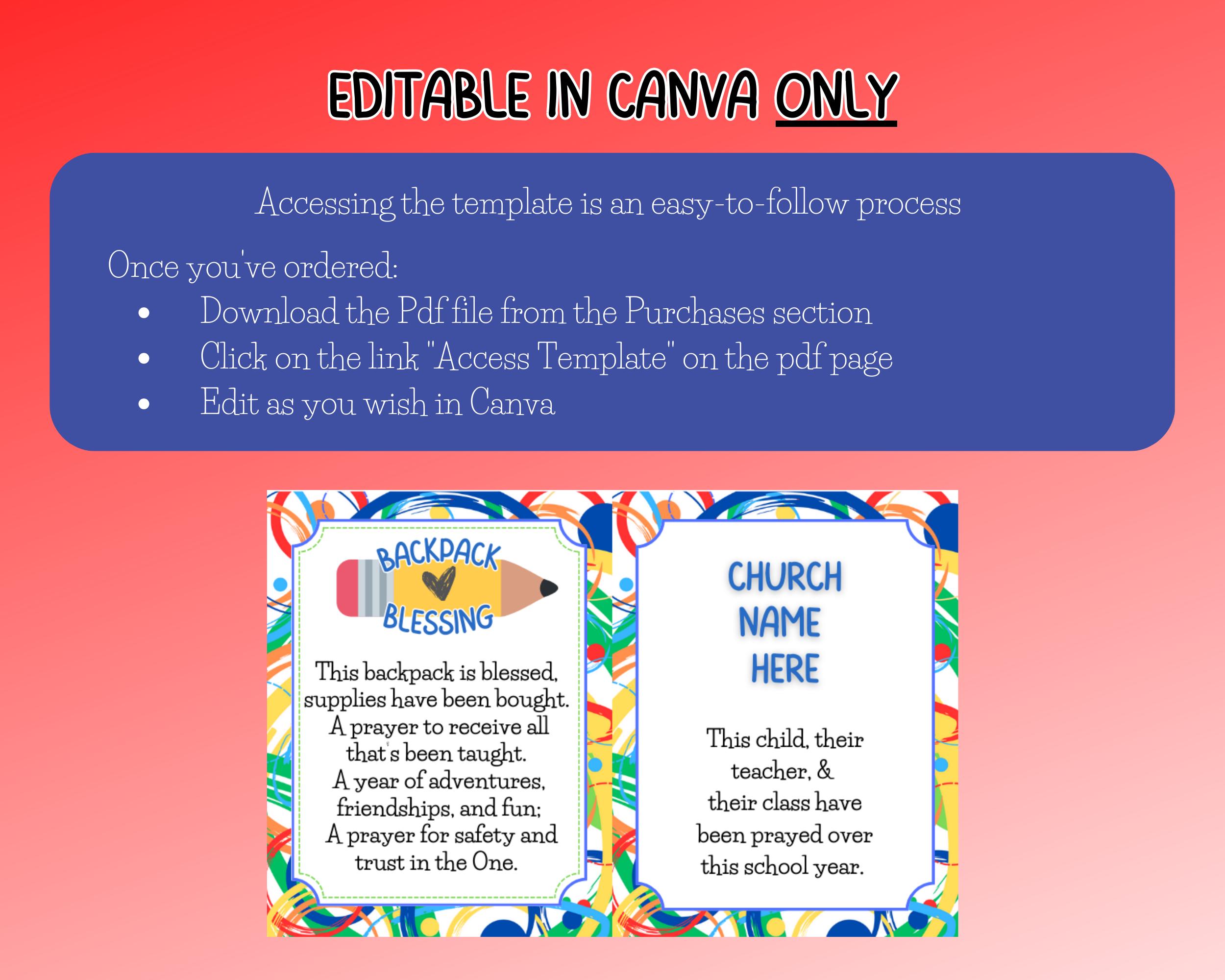 Editable Blessing of the Backpack Tag, School Year Prayer for Children ...