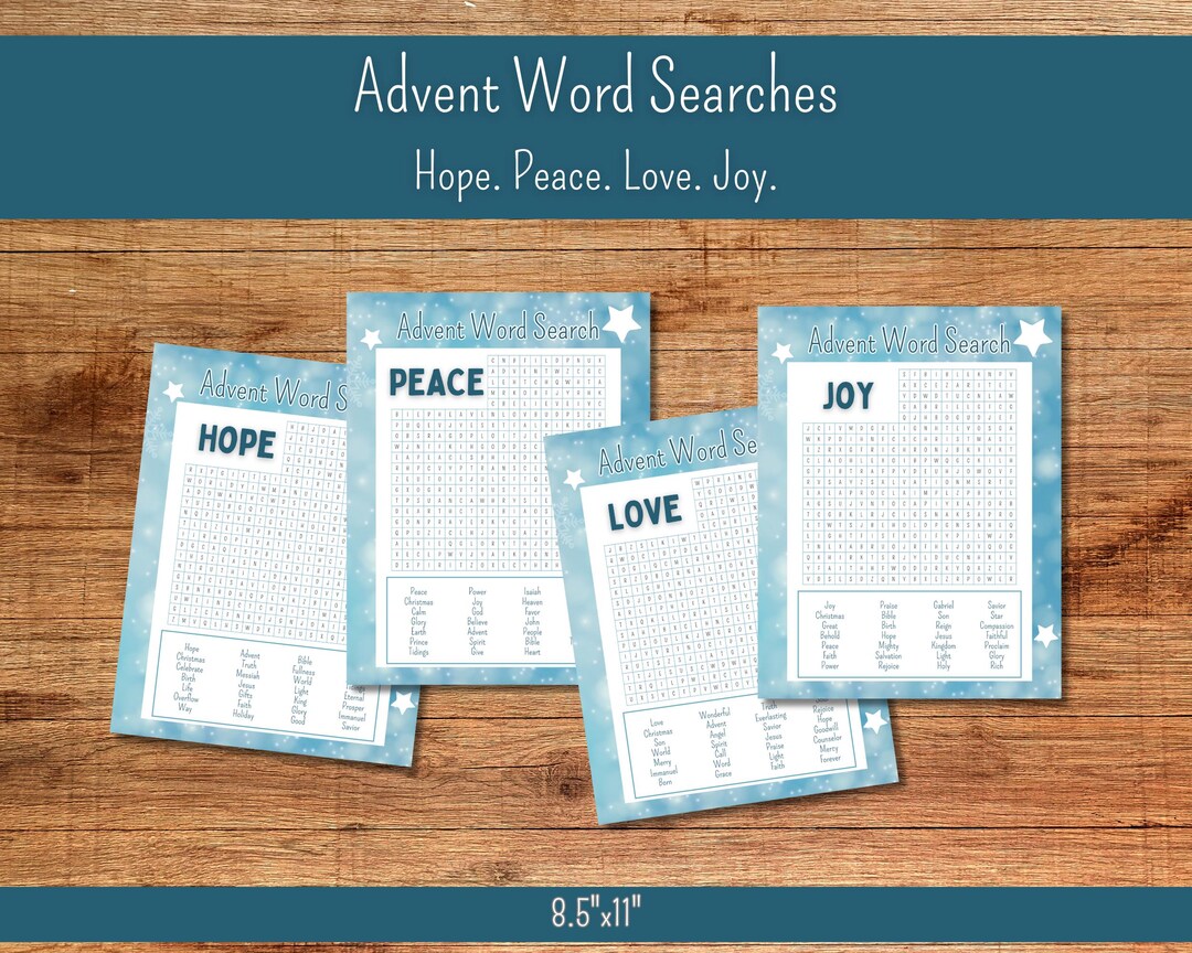 Advent 4 Week Christmas Word Search, Religious Christian Game Activity ...