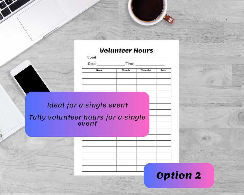 Volunteer Hours Tracker Log Printable, Event Hours, Volunteering ...