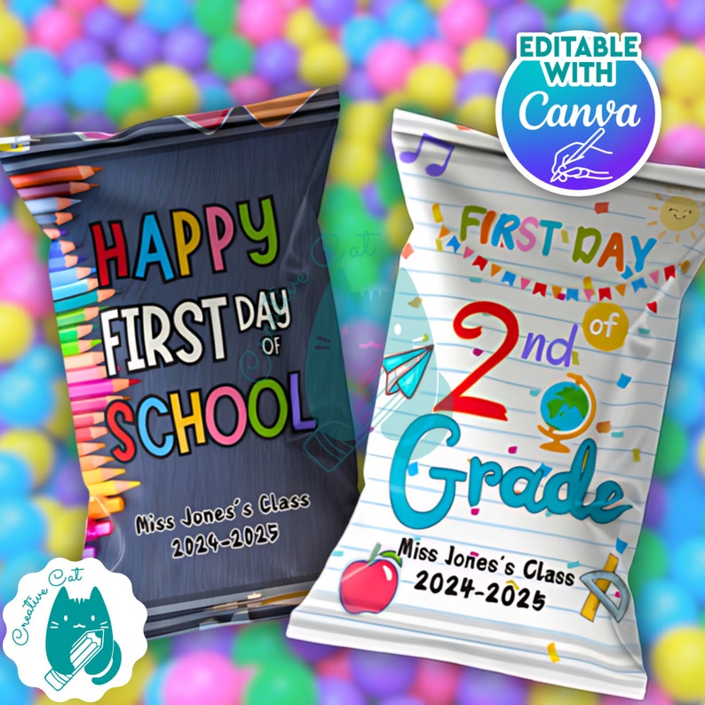 6 CHIP BAGS Models Back to School Editable Canva Template - Etsy