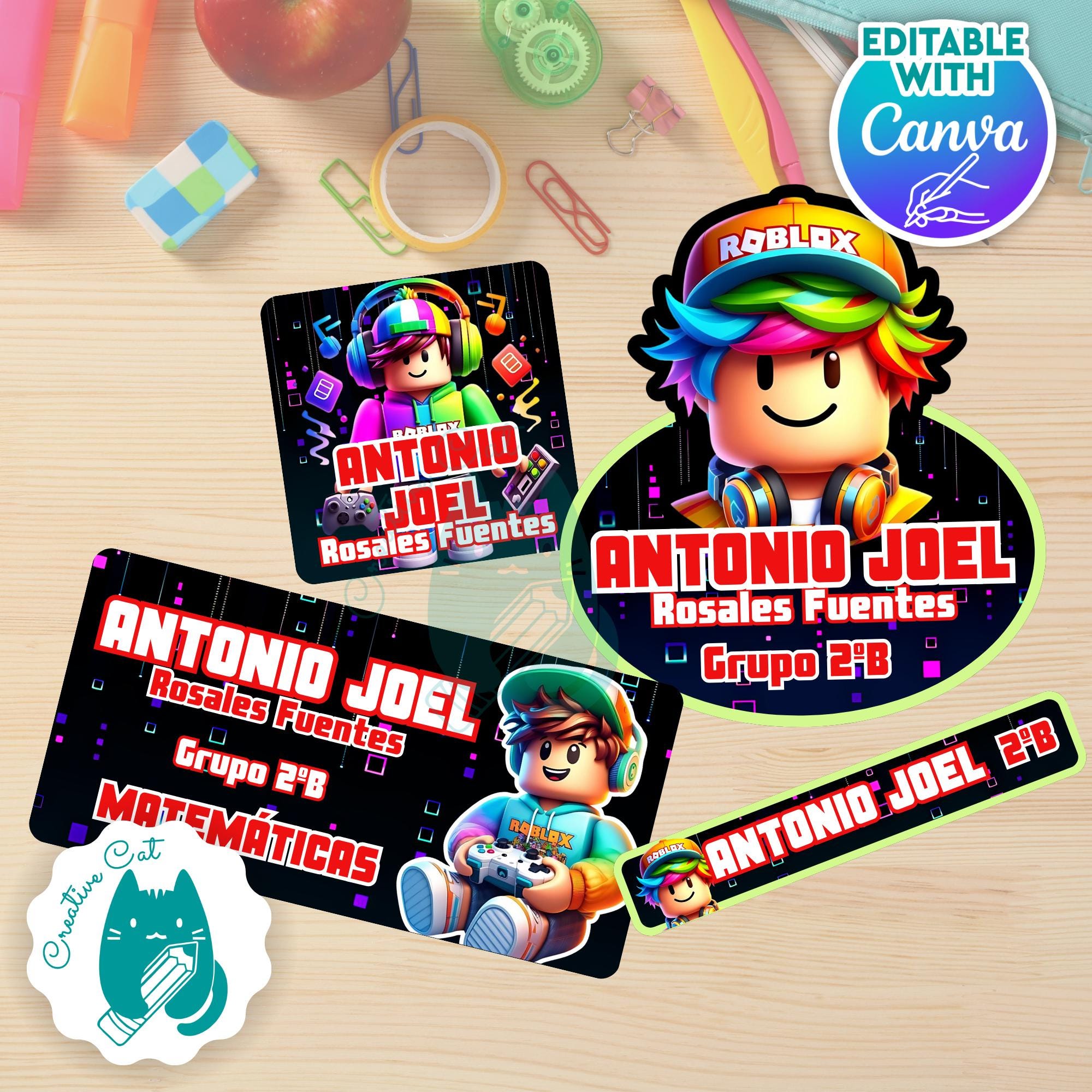 SCHOOL LABELS Video Games Boy Editable Canva Template - Etsy