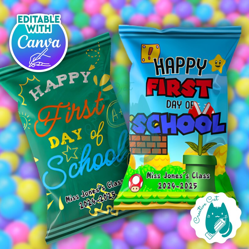 6 CHIP BAGS Models Back to School Editable Canva Template - Etsy