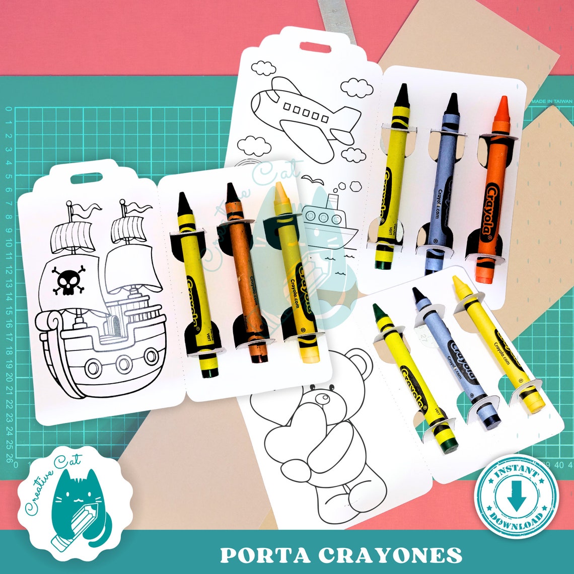 Porta Crayones para Colorear, Día del niño , 20 Dibujos y 3 tipos de ...