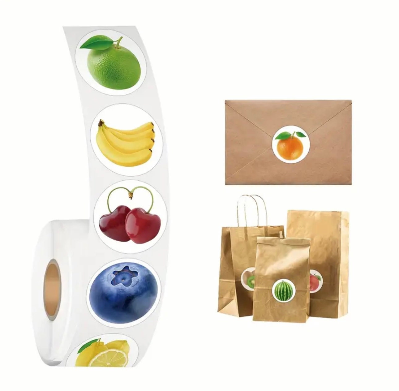 500 Fruit Vinyl Stickers Waterproof Learning Fruit Educational Kids ...
