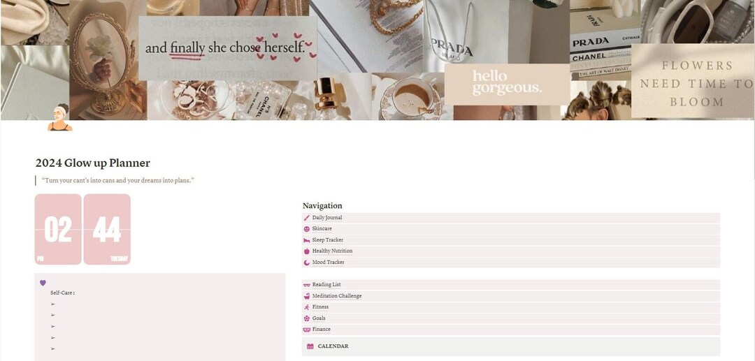 2024 Glow up Planner Notion Template Ultimate Planner - Etsy