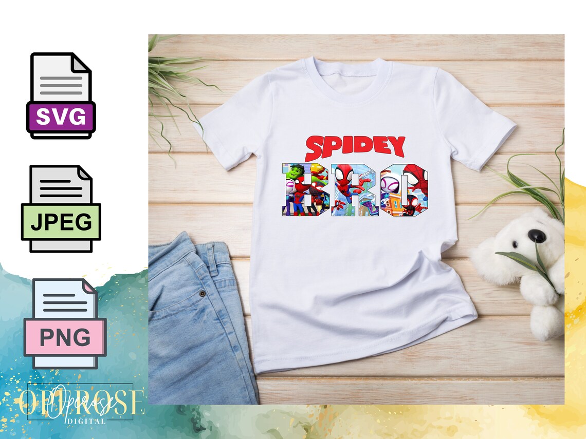 Spidey Bro Tee Design: Spidey & Friends SVG PNG JPEG (digital Download ...