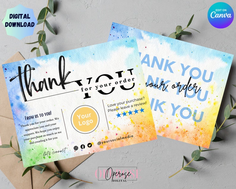 Small Business Thank You Insert Card Editable in CANVA /insert Card ...